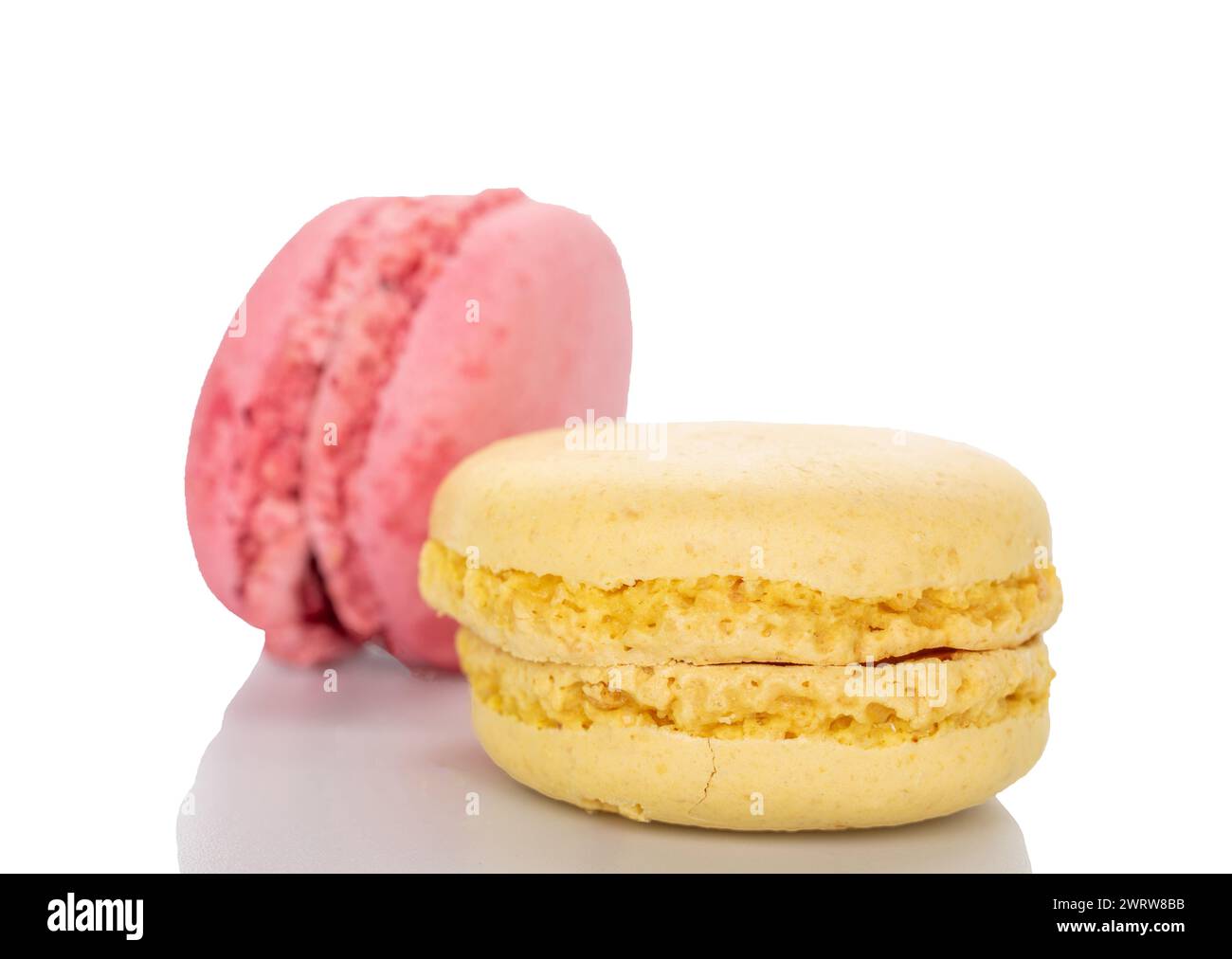 Two sweet macarons, macro, isolated on white background Stock Photo - Alamy