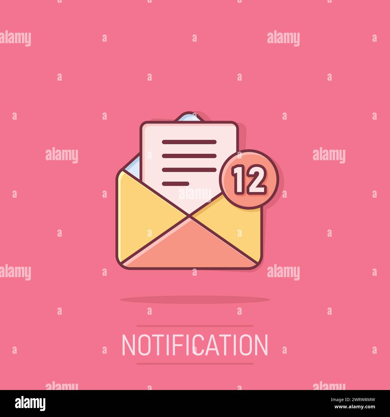 New incoming messages icon in comic style. Envelope with notification ...