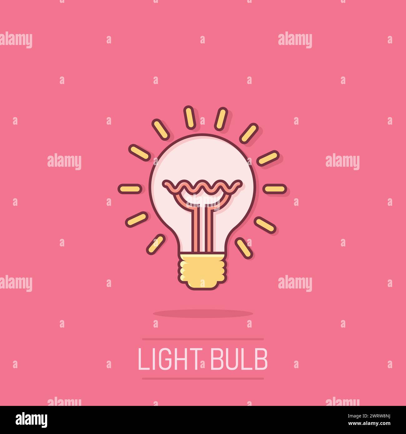 Light bulb icon in comic style. Lamp cartoon vector illustration on ...