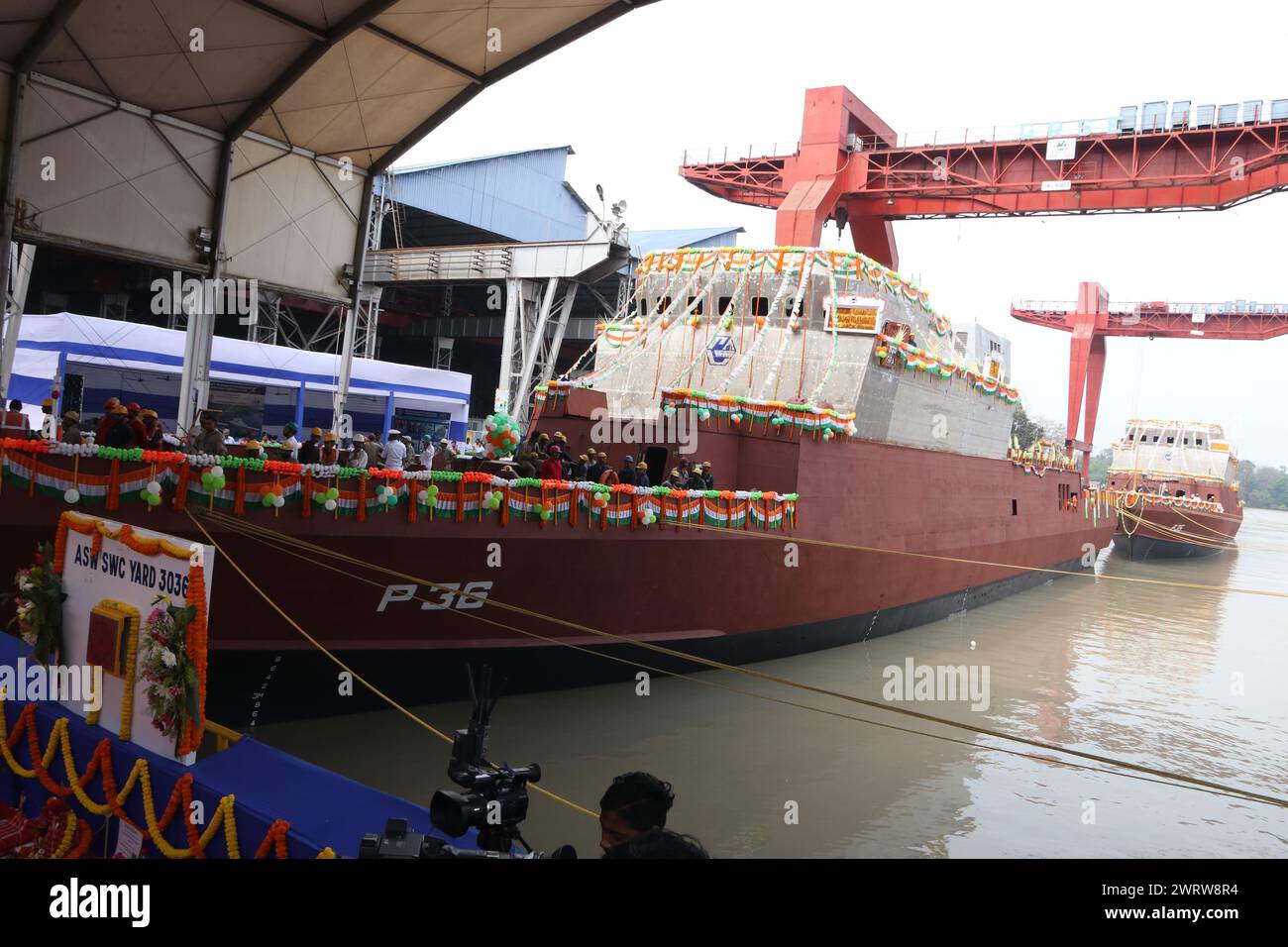 Kolkata, India. 13th Mar, 2024. Two new warships built for the Indian ...