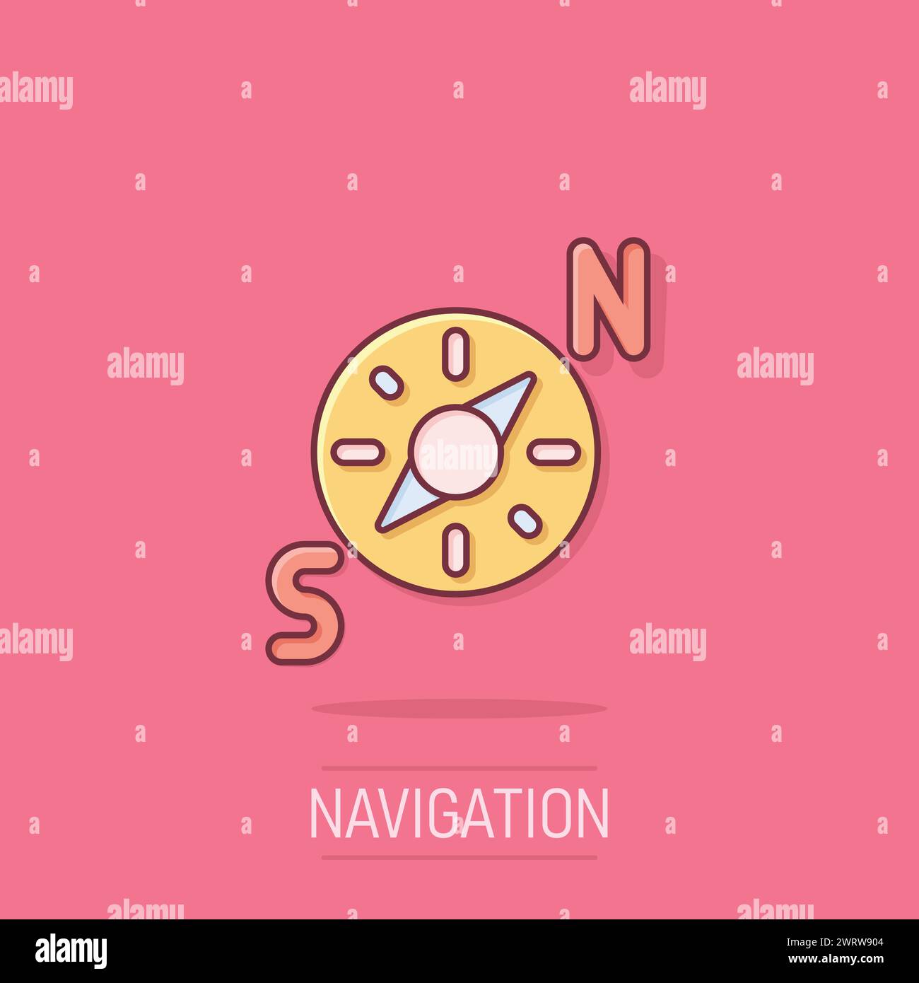 Compass icon in comic style. Navigation equipment cartoon vector ...
