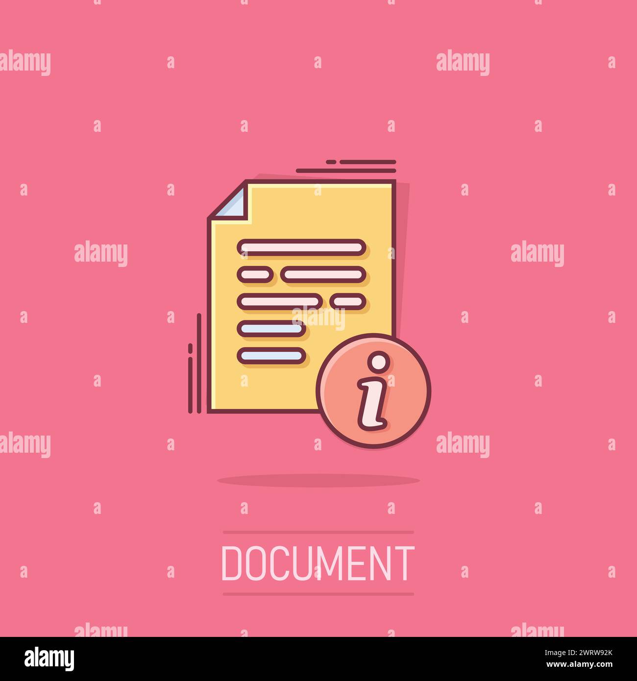 Instruction document icon in comic style. Manual cartoon vector ...