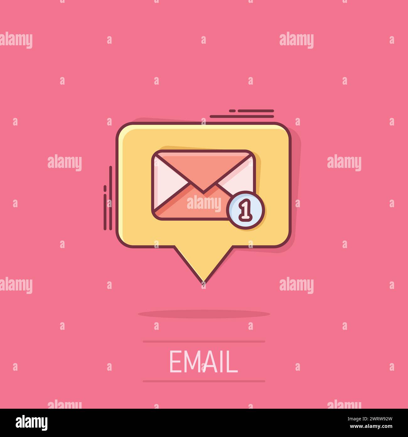 New incoming messages icon in comic style. Envelope with notification cartoon vector ...