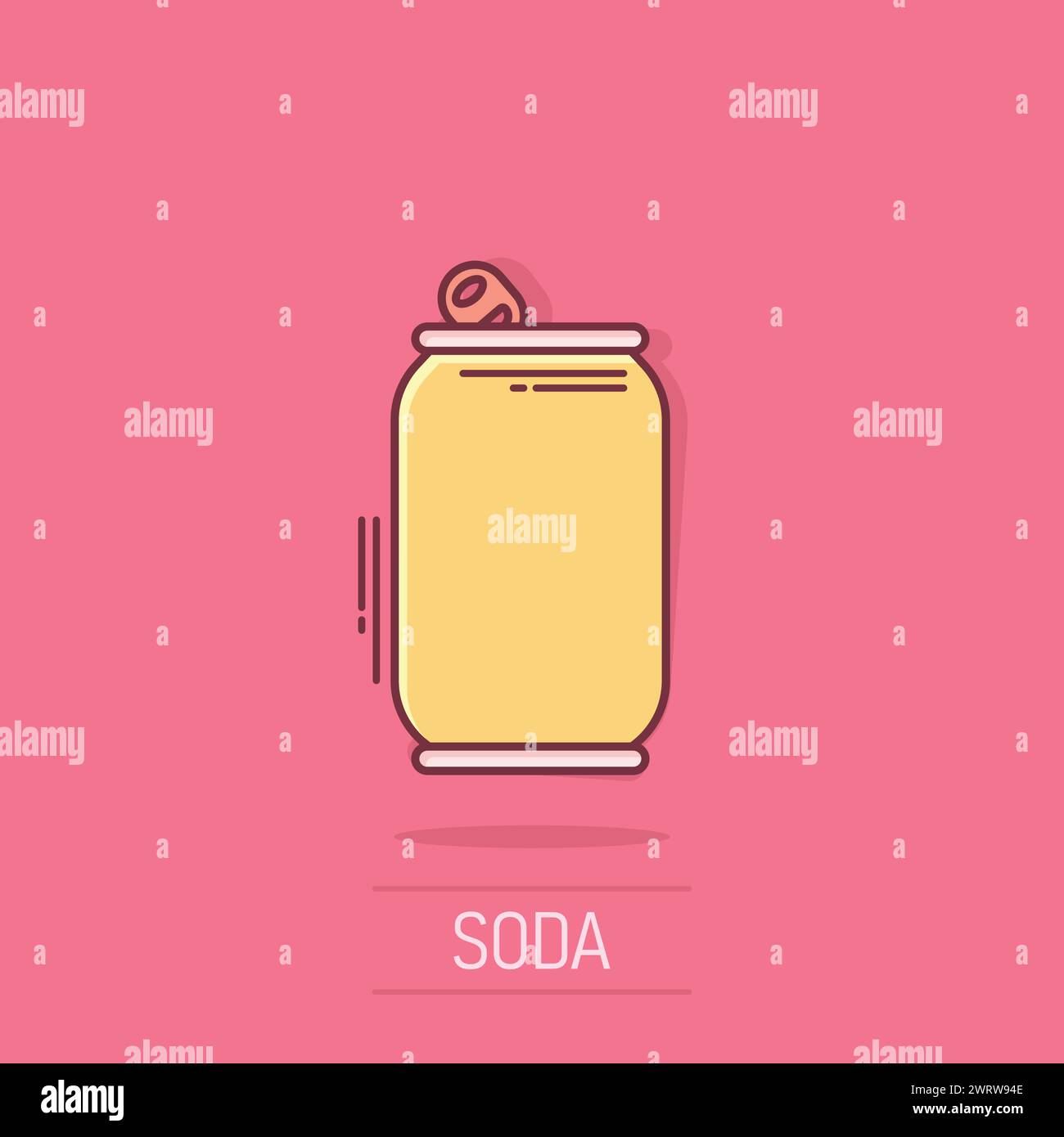 Soda can icon in comic style. Drink bottle cartoon vector illustration ...