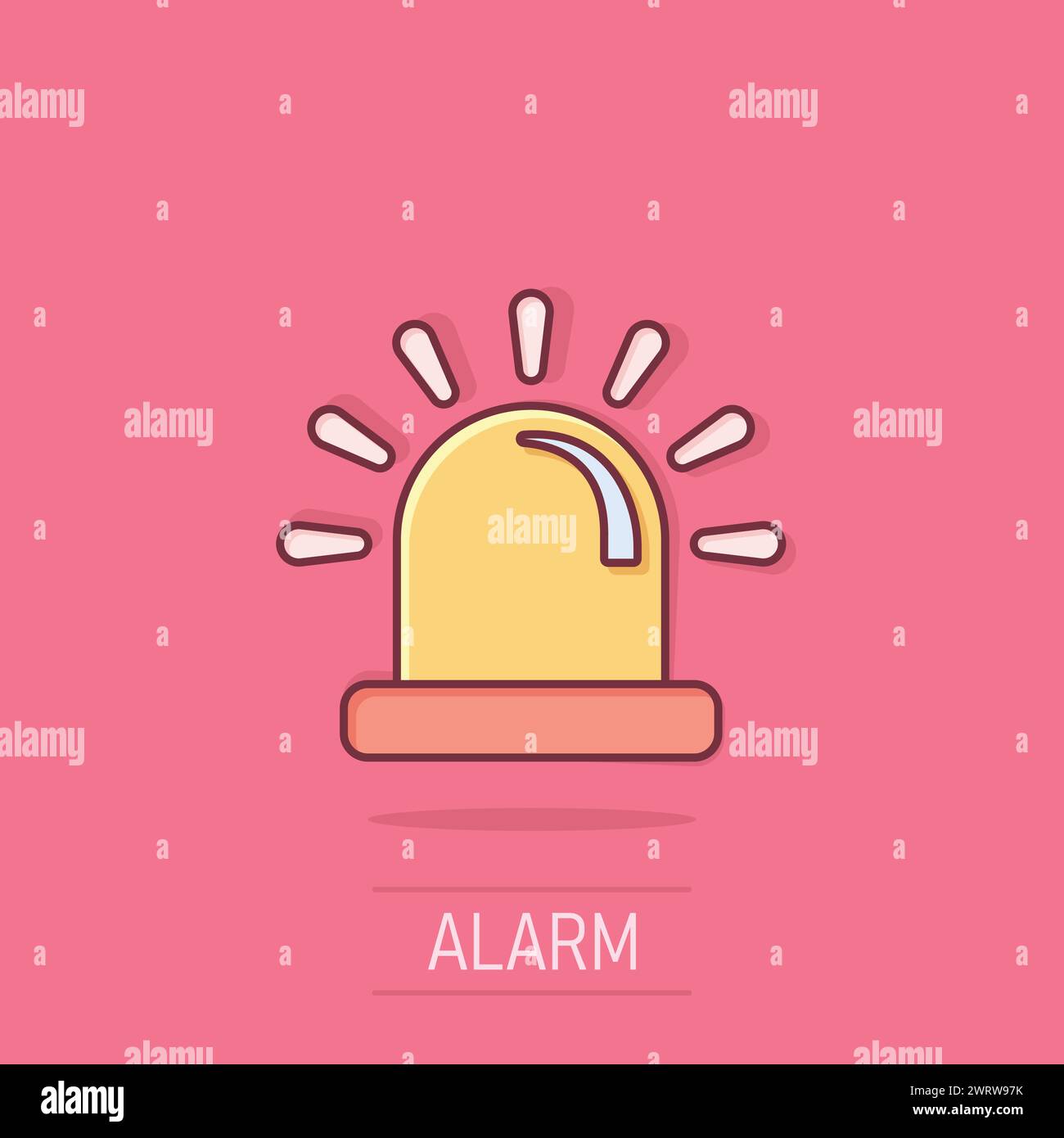 Emergency alarm icon in comic style. Alert lamp cartoon vector ...