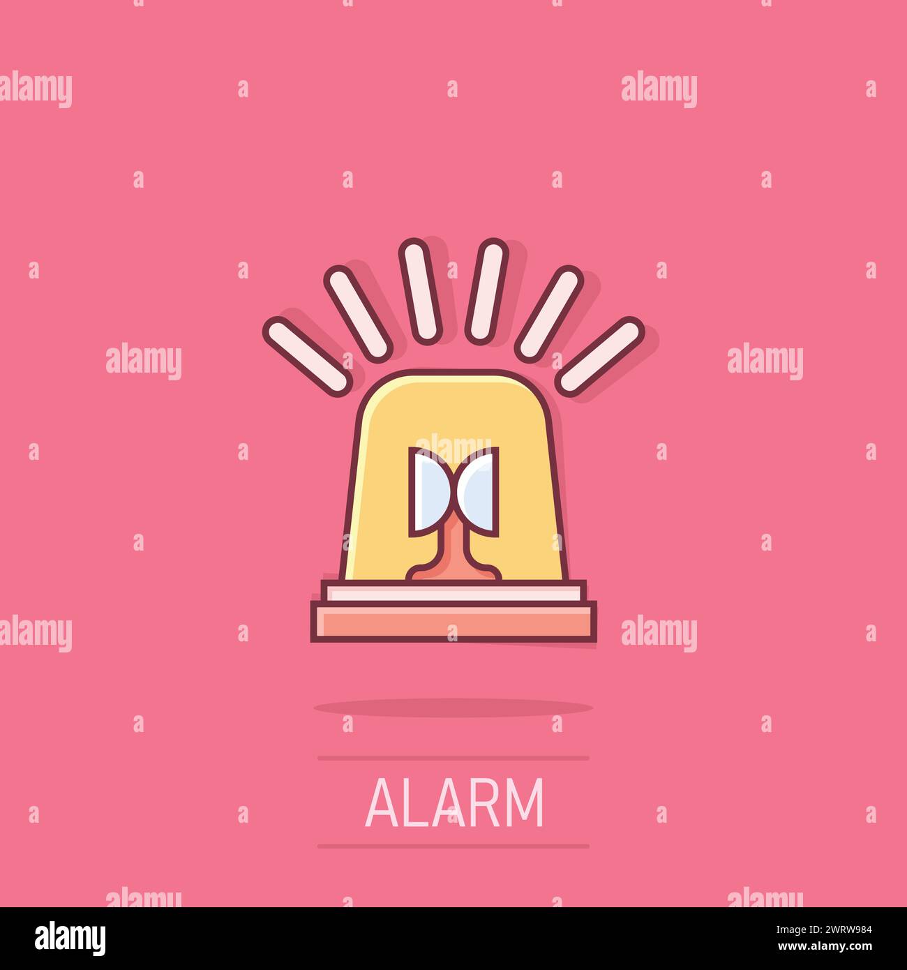 Emergency alarm icon in comic style. Alert lamp cartoon vector ...