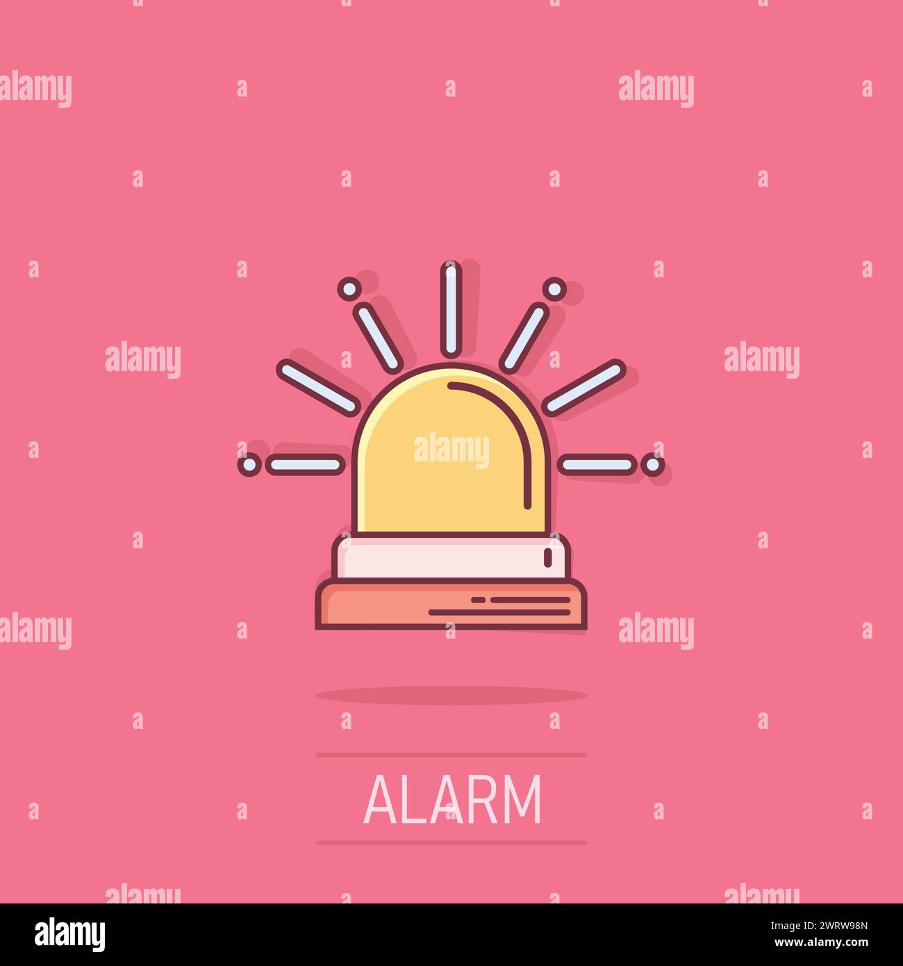 Emergency alarm icon in comic style. Alert lamp cartoon vector ...