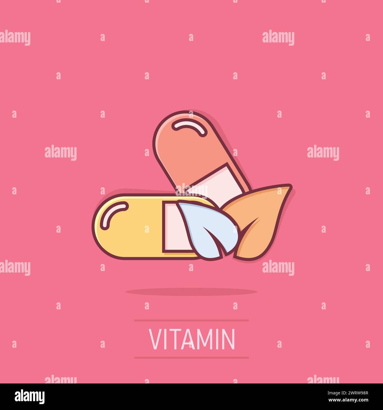 Vitamin pill note icon in comic style. Capsule cartoon vector ...