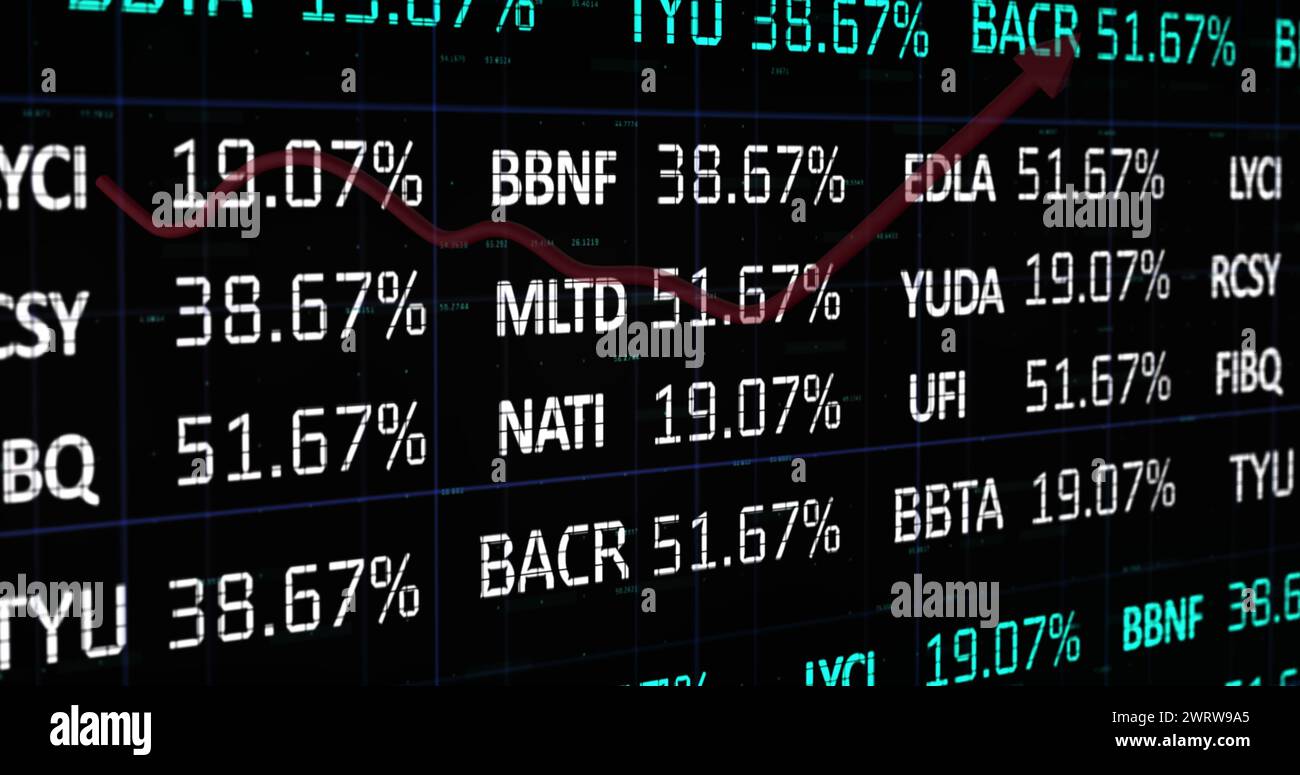 Stock market stats and graph arrows displayed on a digital screen Stock ...
