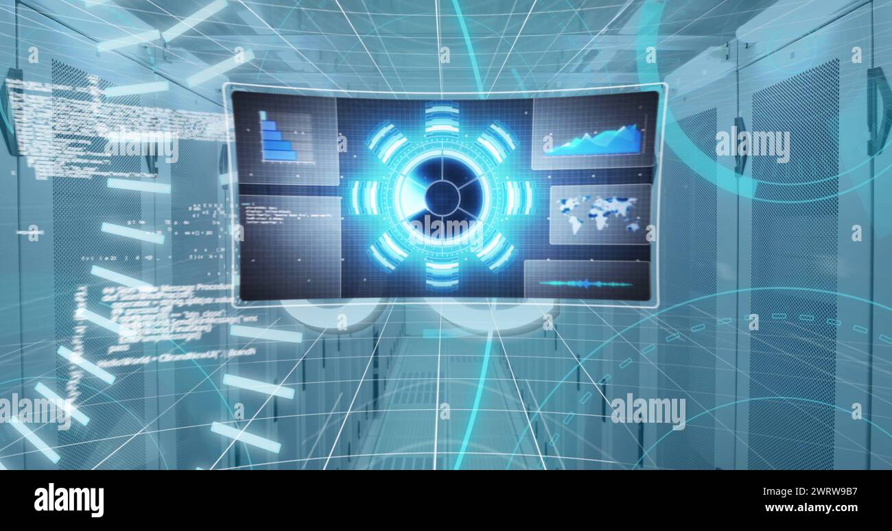 Image of data processing over screen and computer servers Stock Photo ...