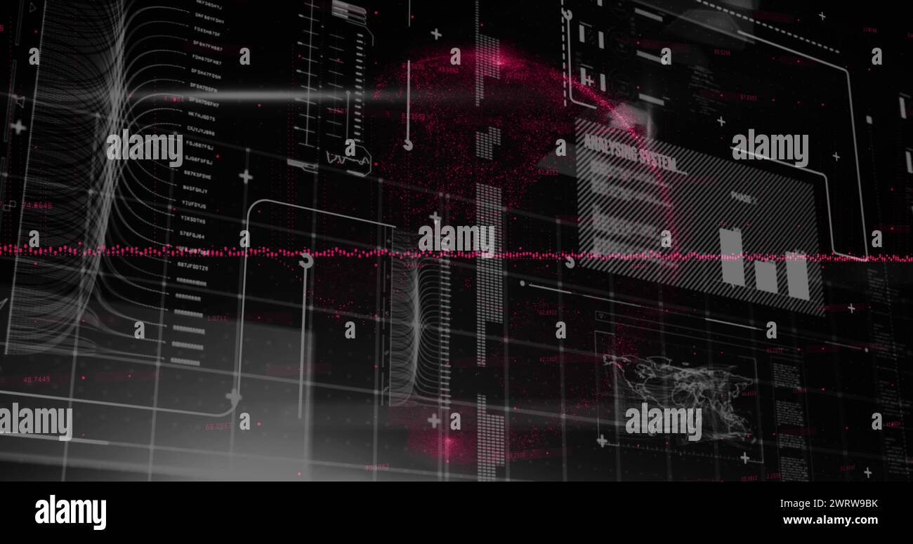 Image of programming language and infographic interface over globe on ...