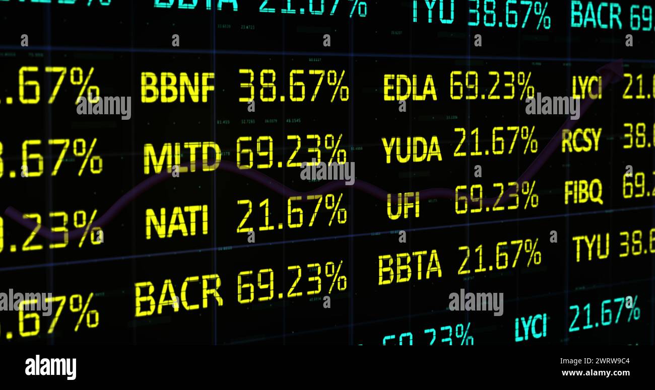 Image of trading board over graph and grid pattern against black ...
