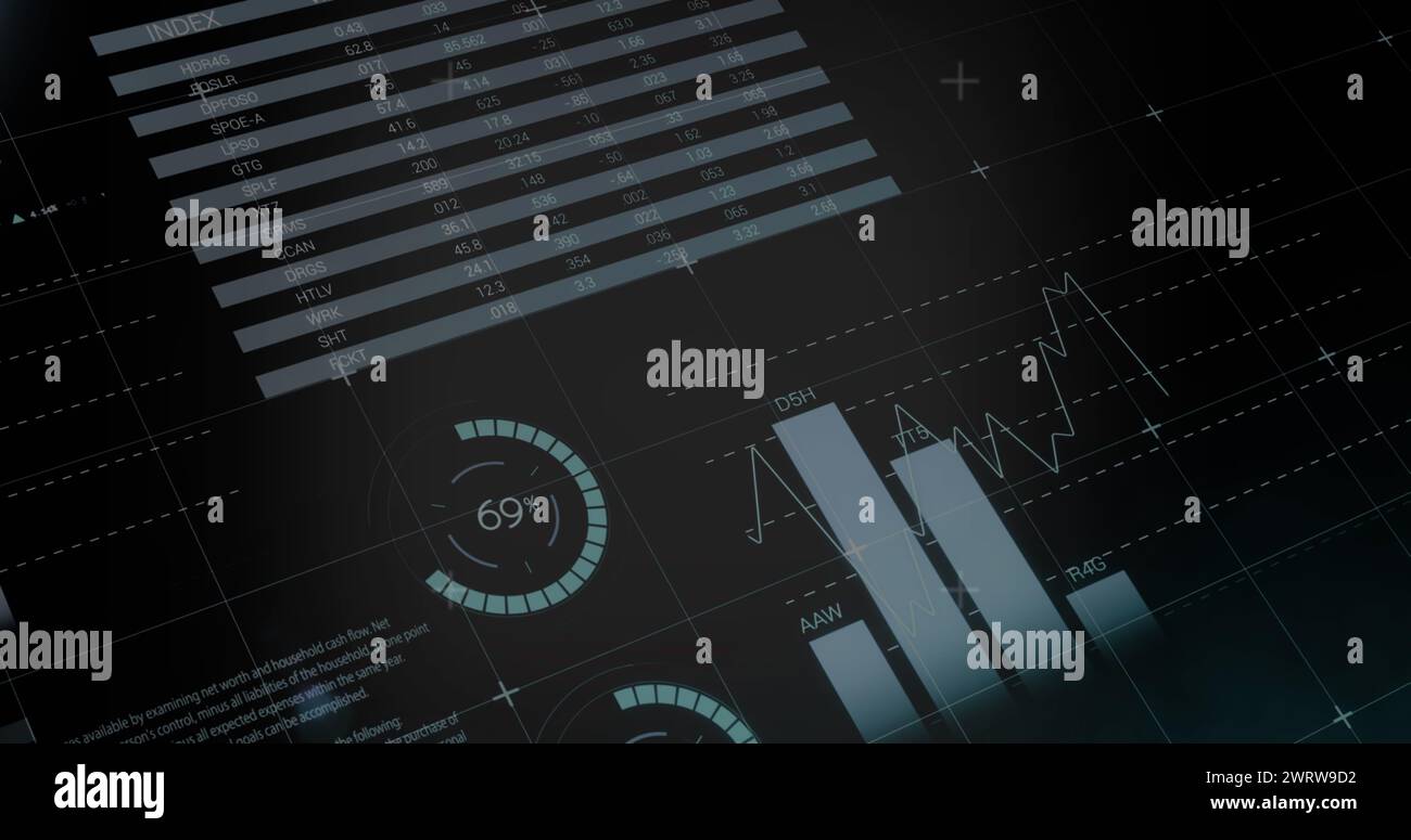 Image of viewfinder over infographic interface against black background ...