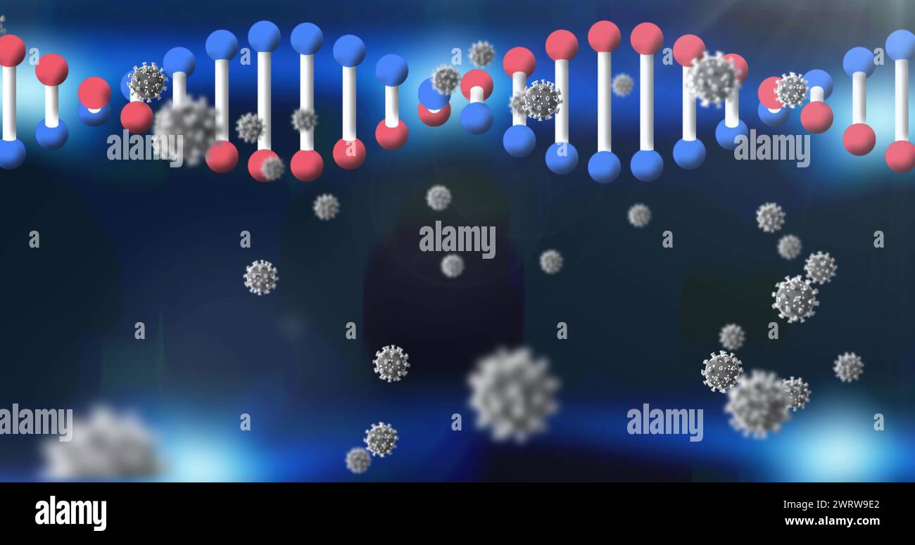 Image of dna strand spinning over people dancing and music graphic ...