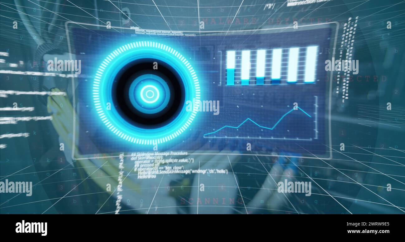 Image of data processing over cables of computer server. global connections, data processing and ...