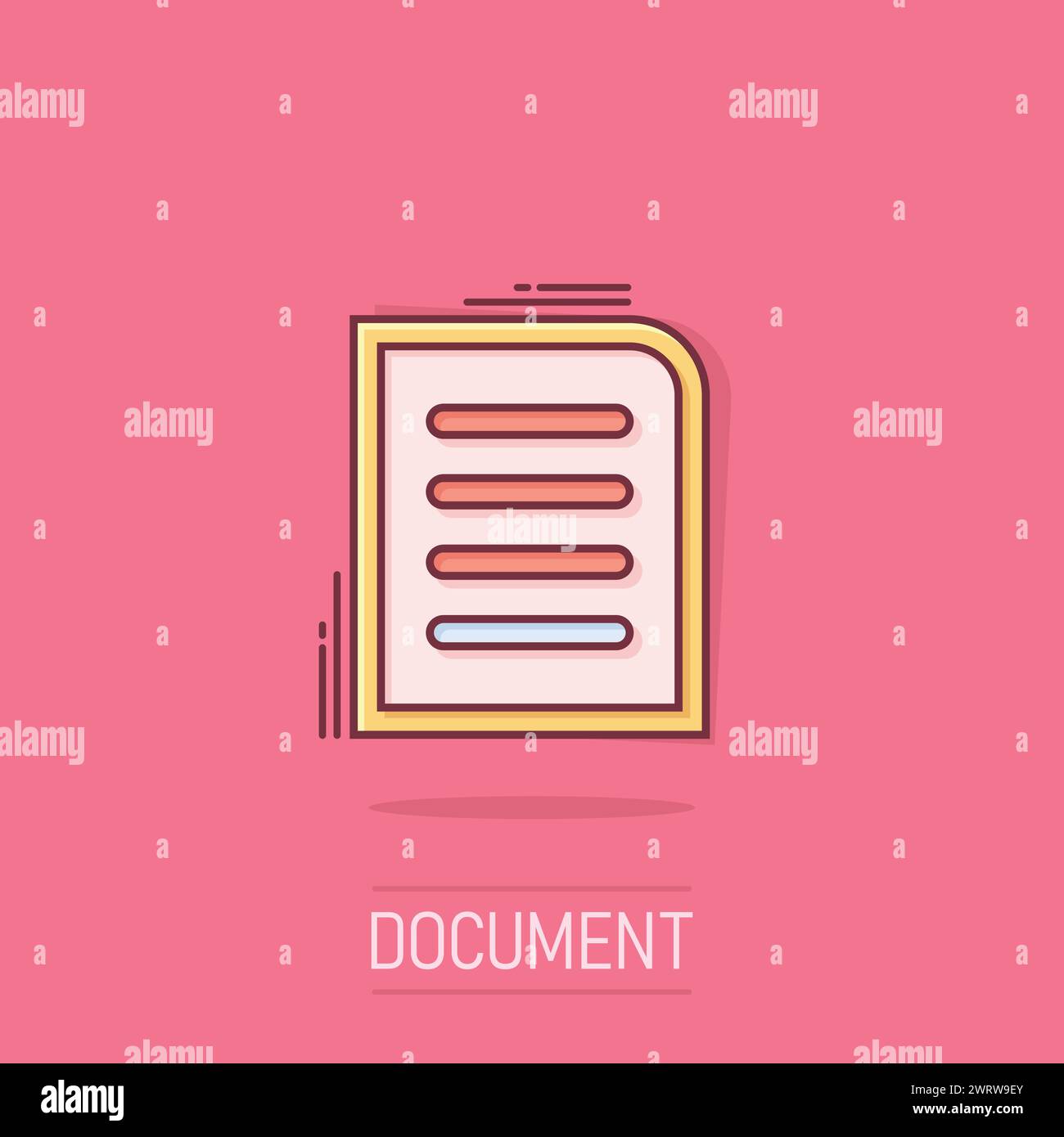 Contract document icon in comic style. Report folder stamp cartoon vector illustration on ...