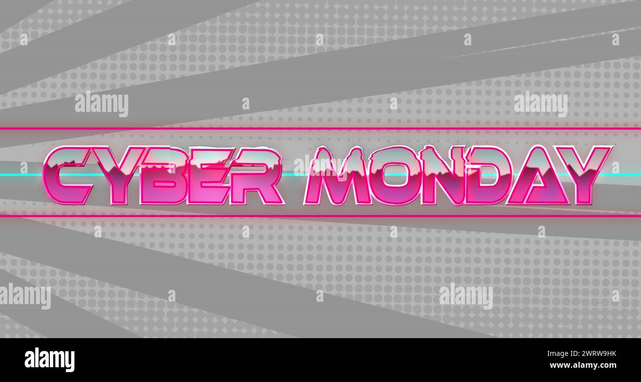 Image of cyber monday text banner over radial rays in seamless pattern ...