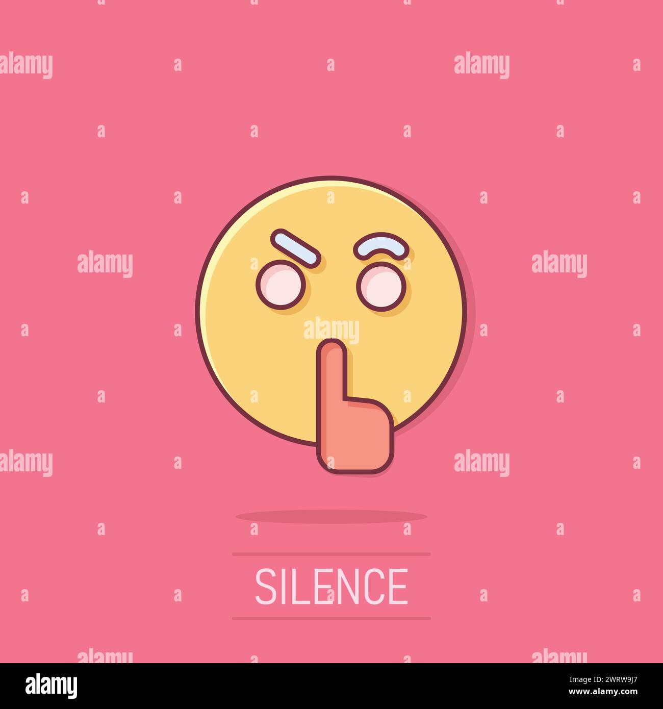 Quiet icon in comic style. Silence cartoon vector illustration on ...