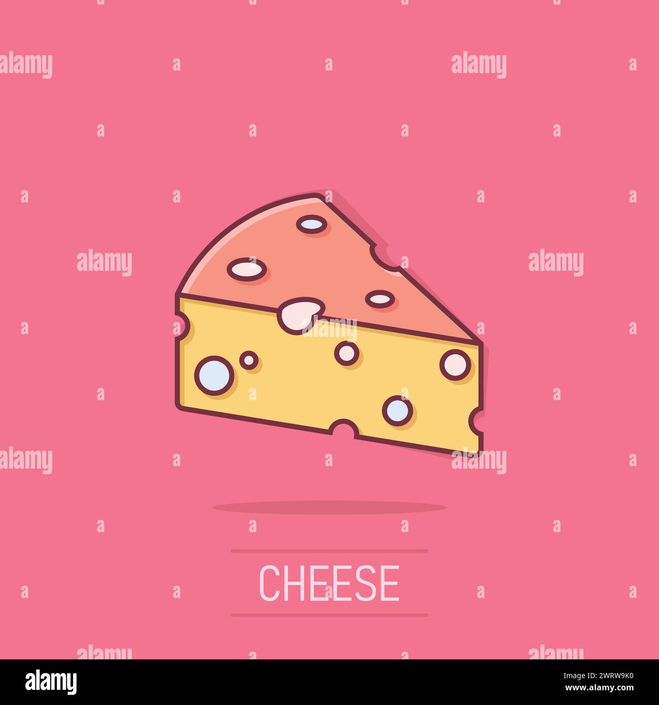 Cheese slice icon in comic style. Milk food cartoon vector illustration ...