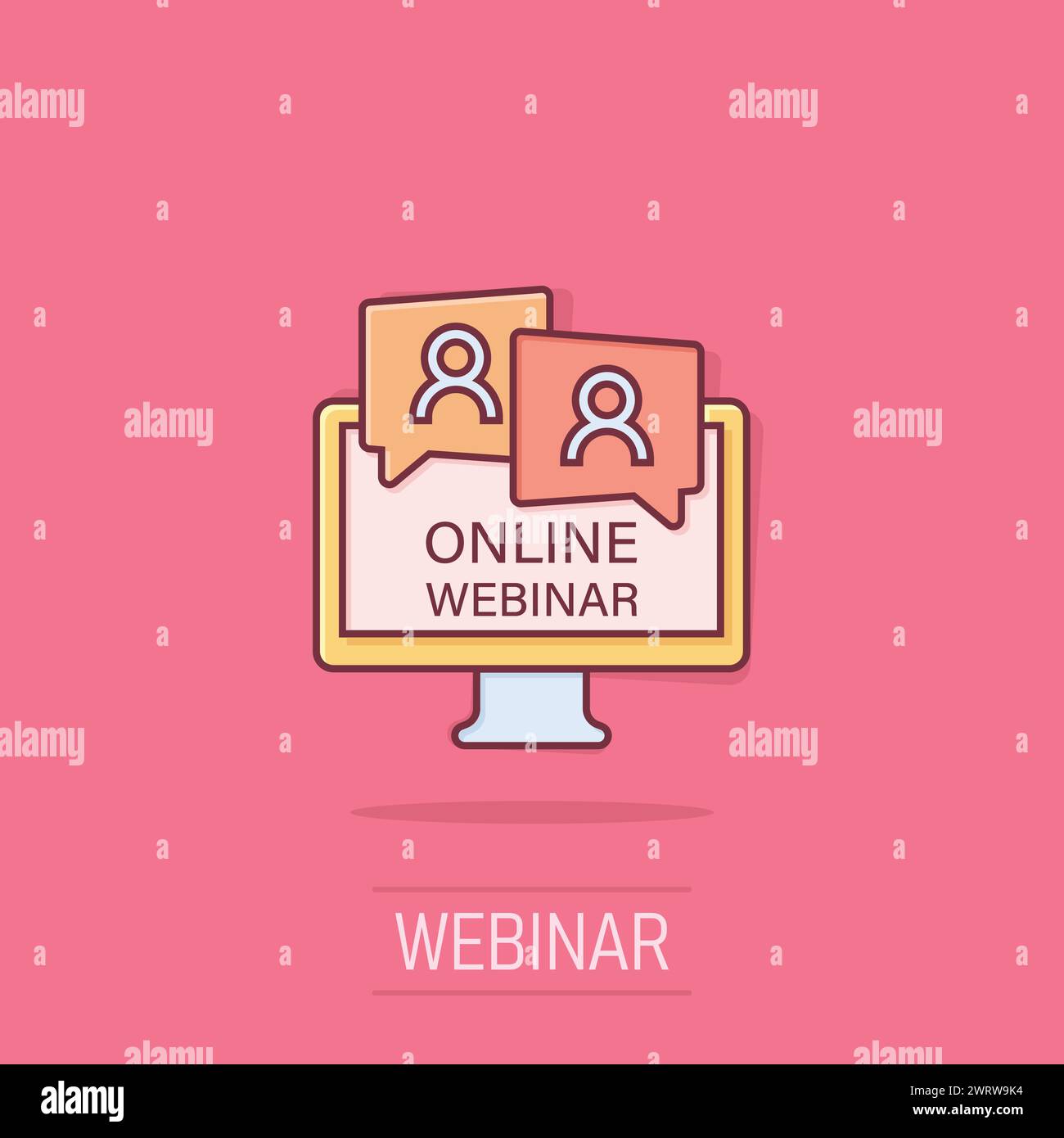 Live webinar icon in comic style. Online training cartoon vector ...