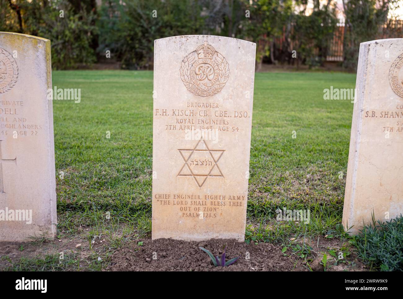 The grave of Brigadier Kisch, the highest ranking Jew in the British Army, killed 7 April 1943 ...