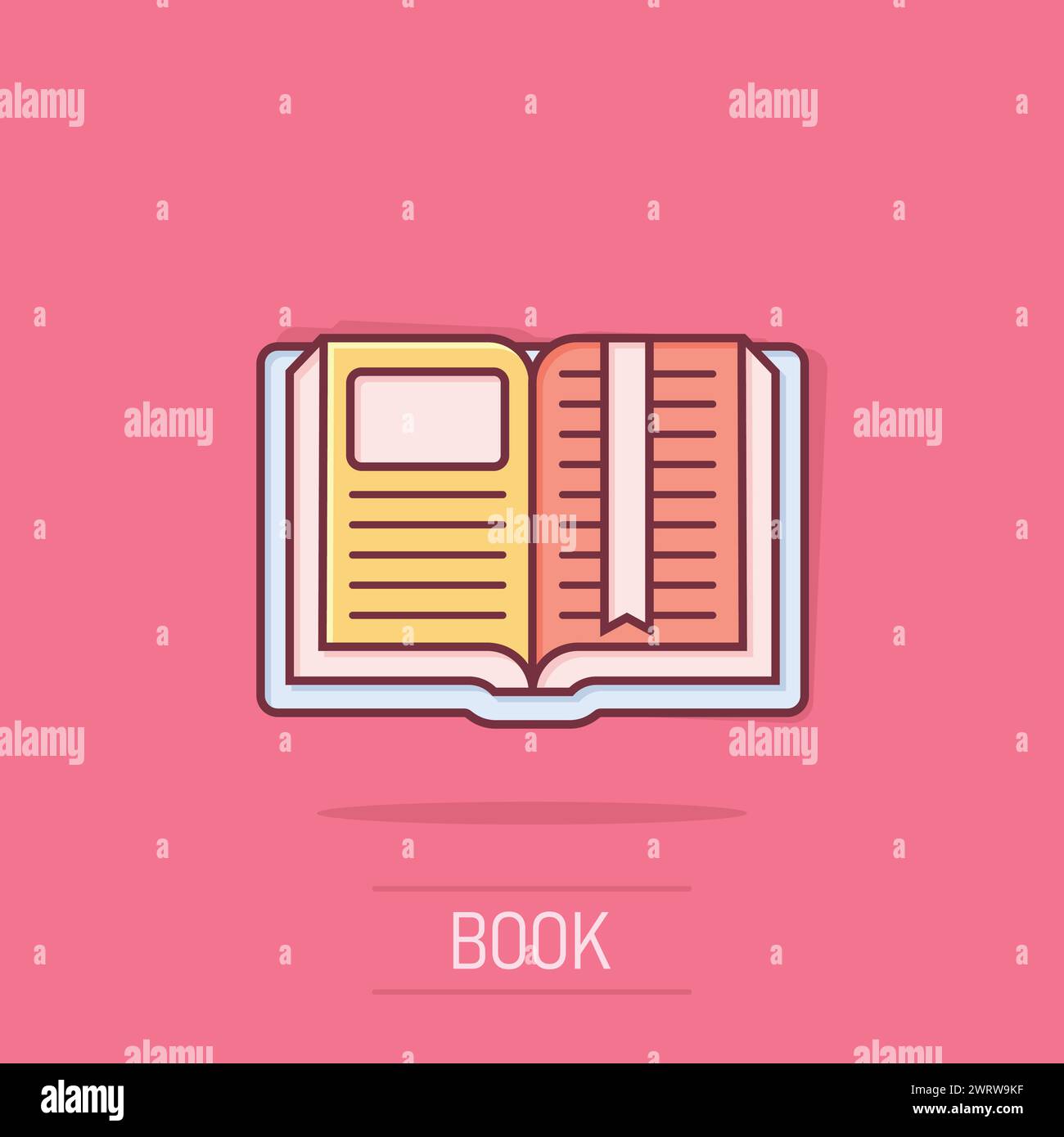 Book library icon in comic style. Encyclopedia cartoon vector ...