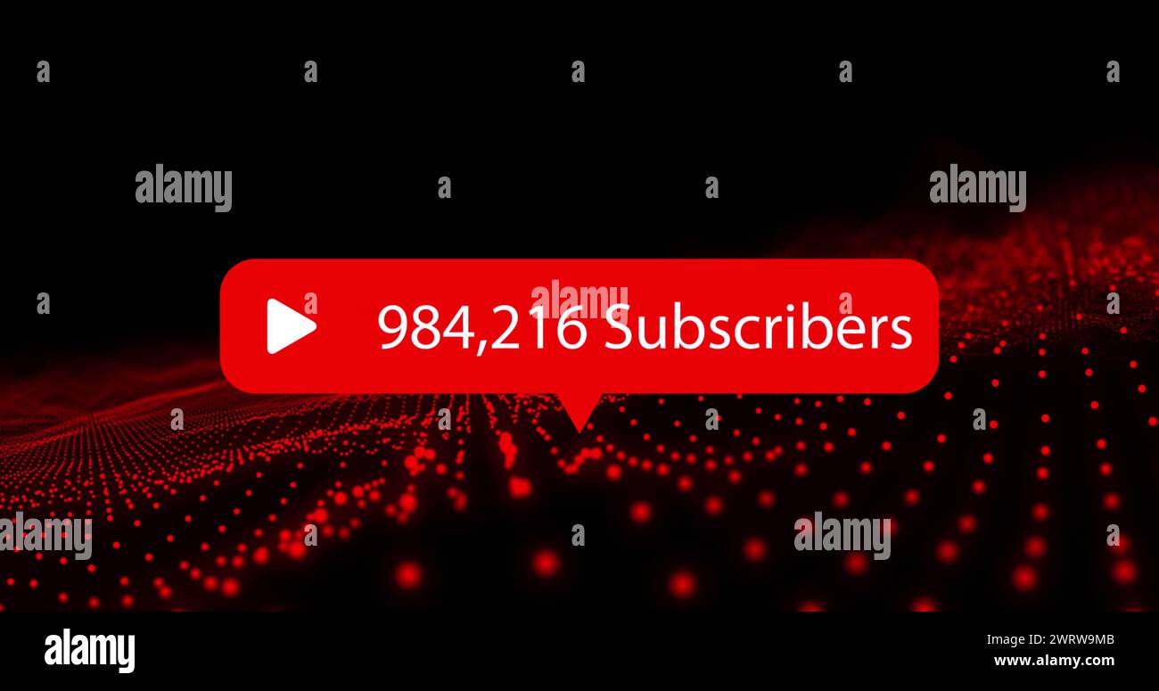 Image of speech bubble with numbers and subscribers text over mesh with ...