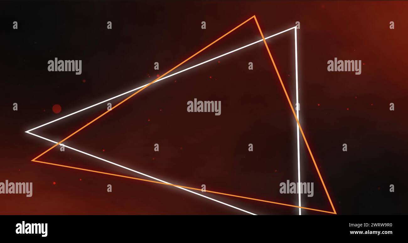 Image of glowing white and orange triangle outlines with red spots in ...