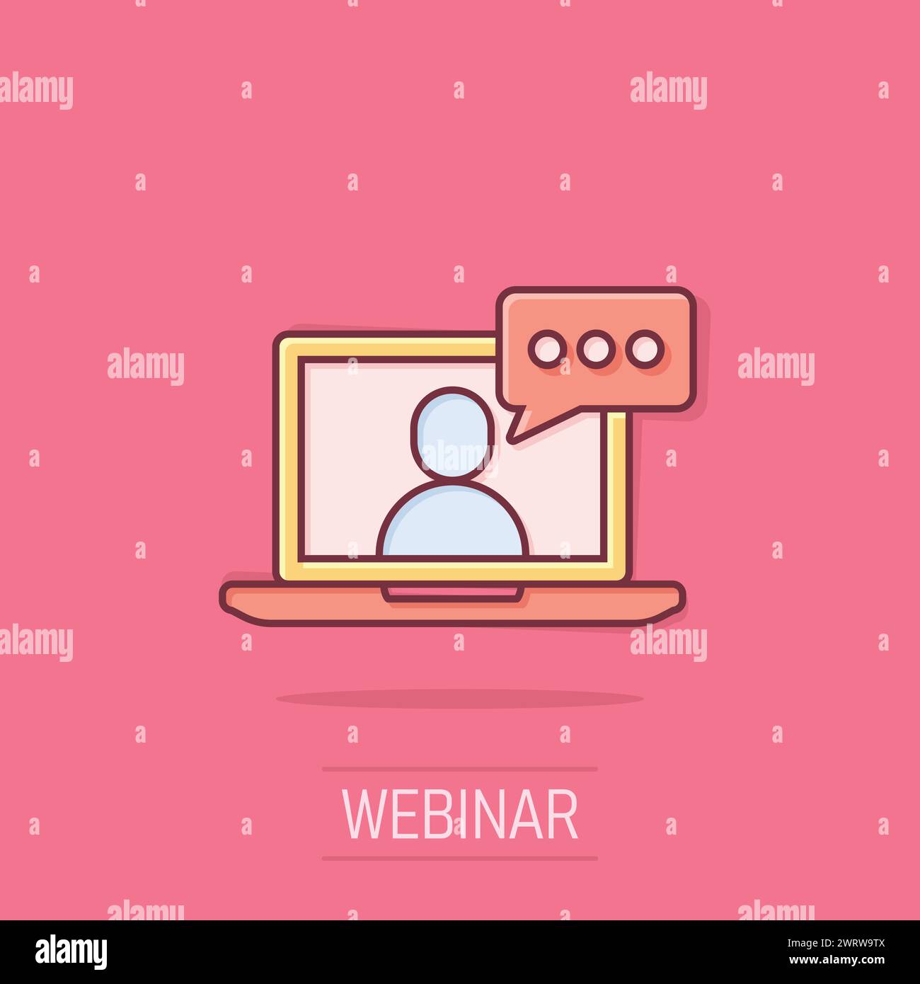 Live webinar icon in comic style. Online training cartoon vector ...