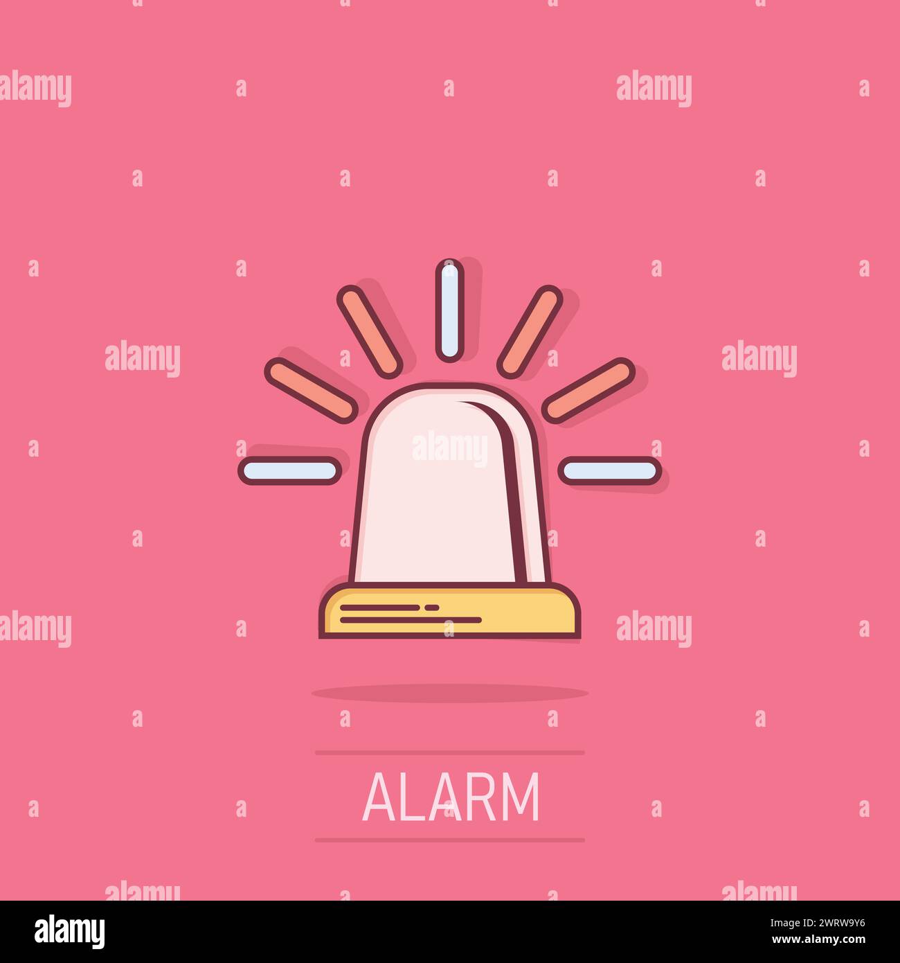 Emergency alarm icon in comic style. Alert lamp cartoon vector ...