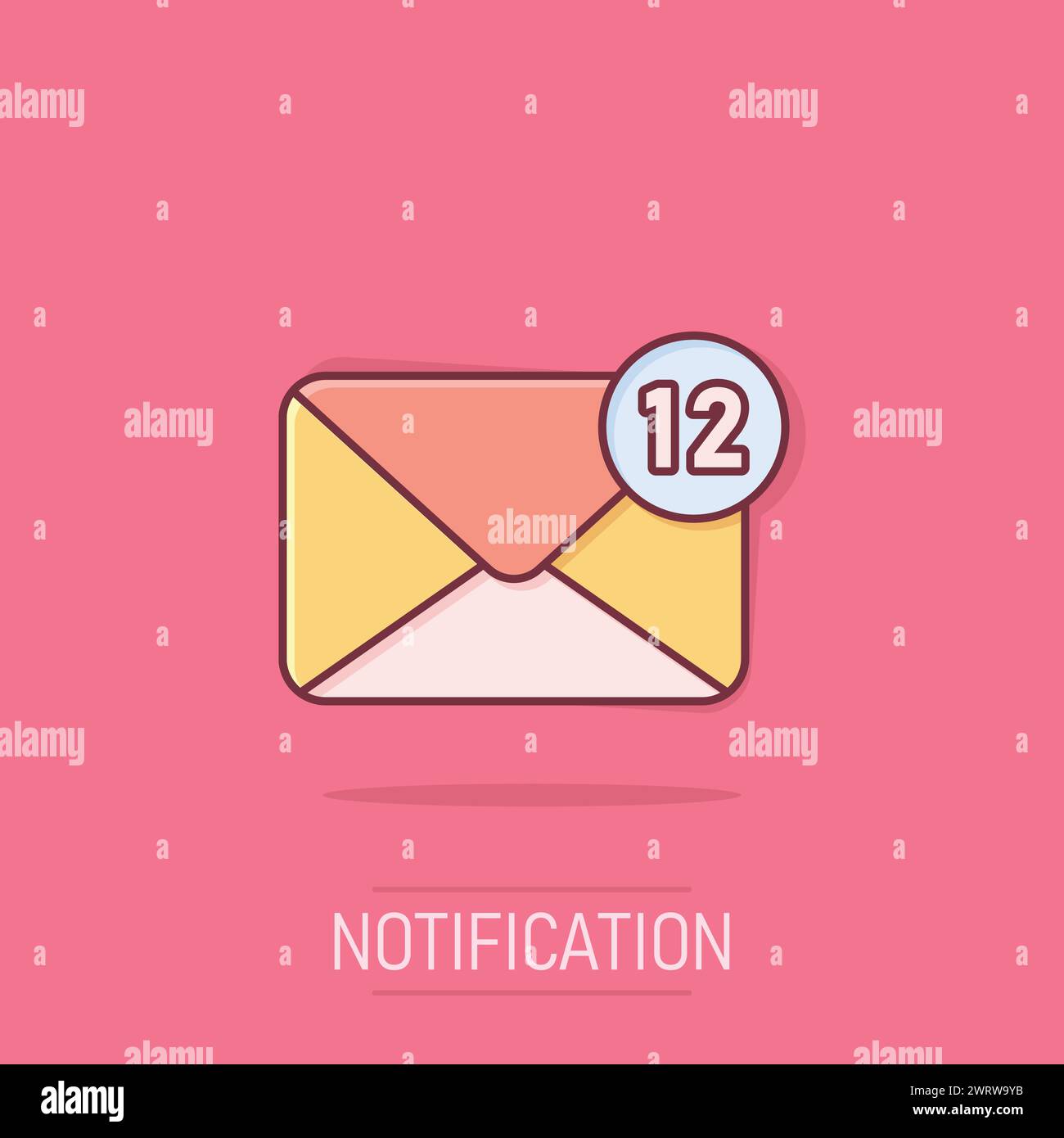New incoming messages icon in comic style. Envelope with notification ...