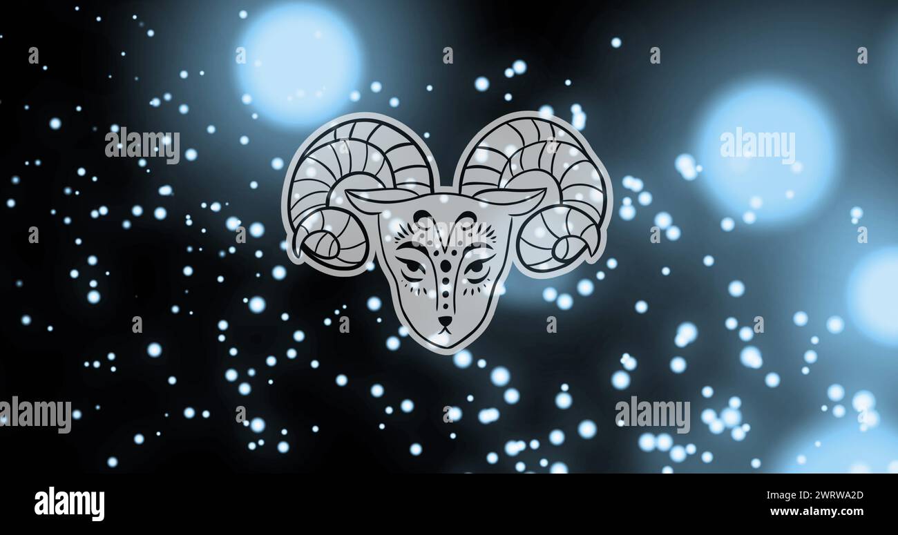 Image of aries over black and blue background with dots Stock Photo - Alamy
