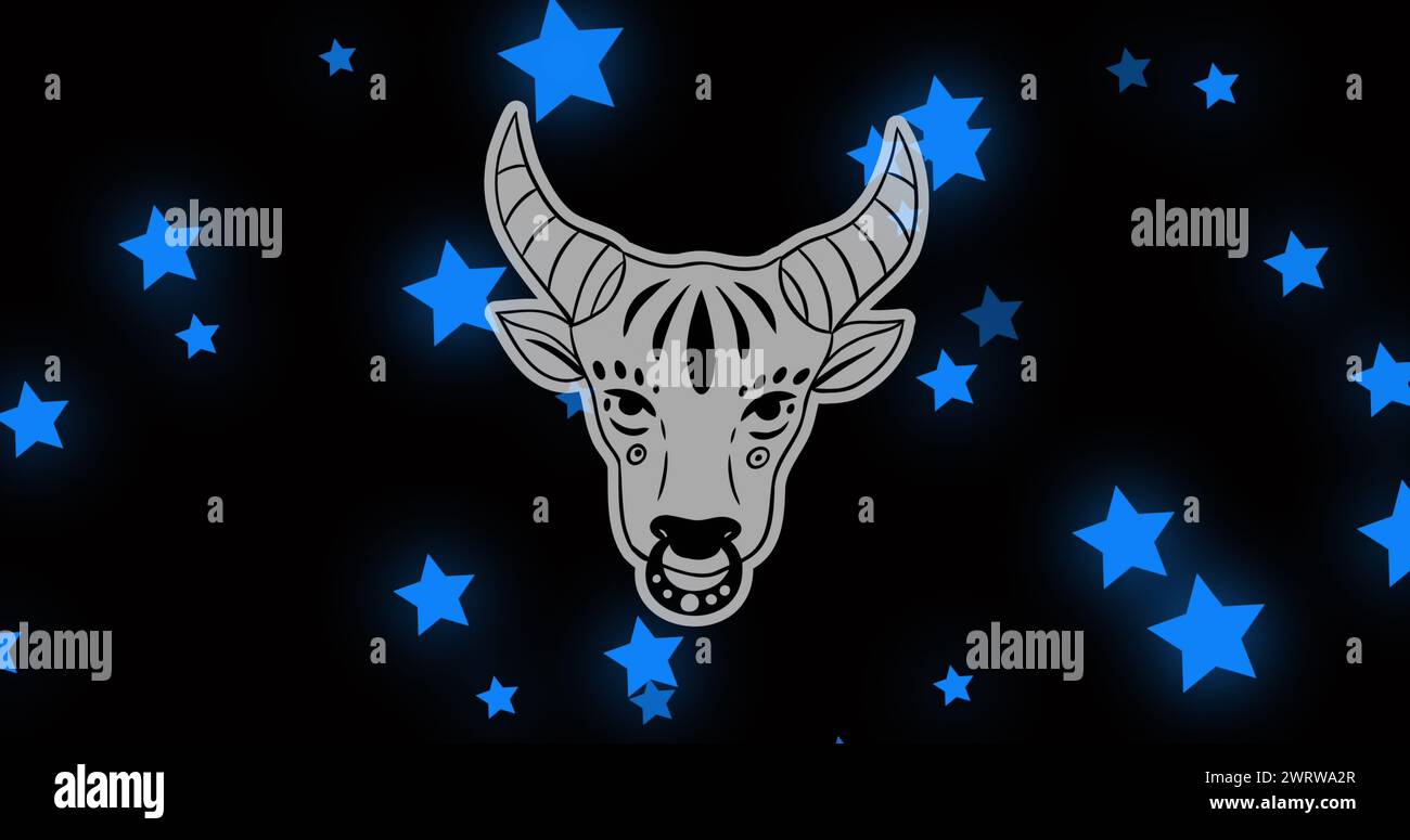 Image of taurus over black background with stars Stock Photo - Alamy
