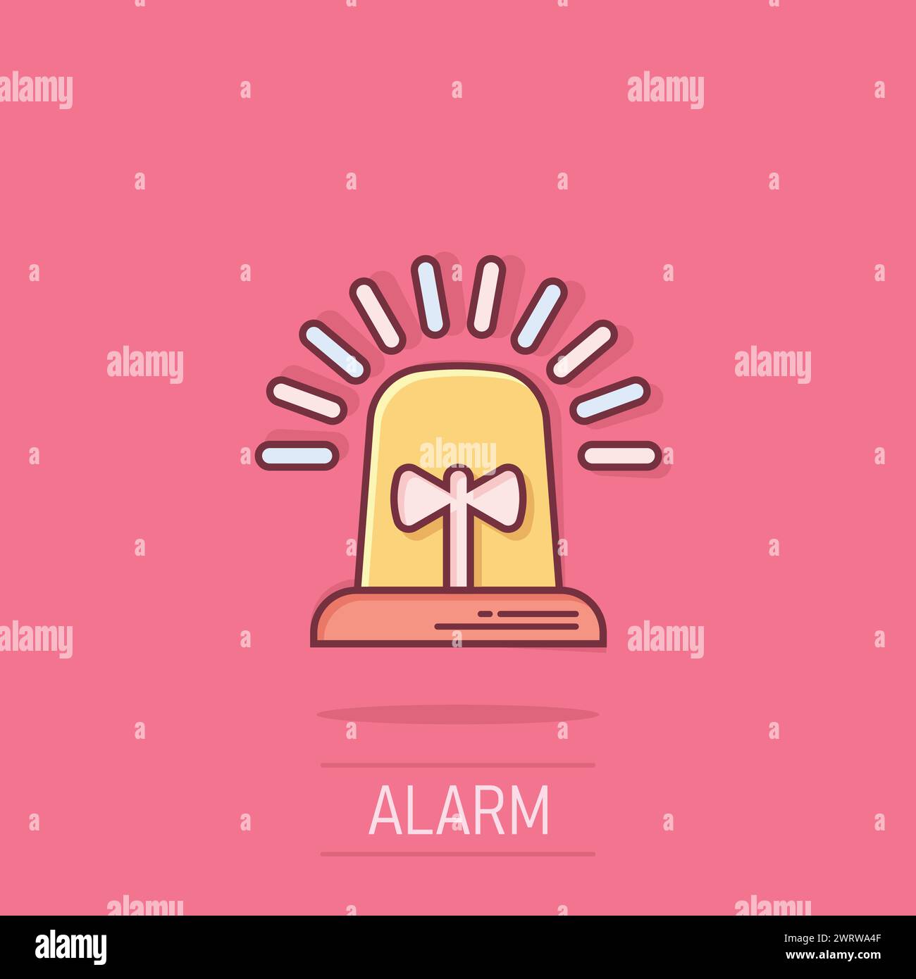 Emergency alarm icon in comic style. Alert lamp cartoon vector ...