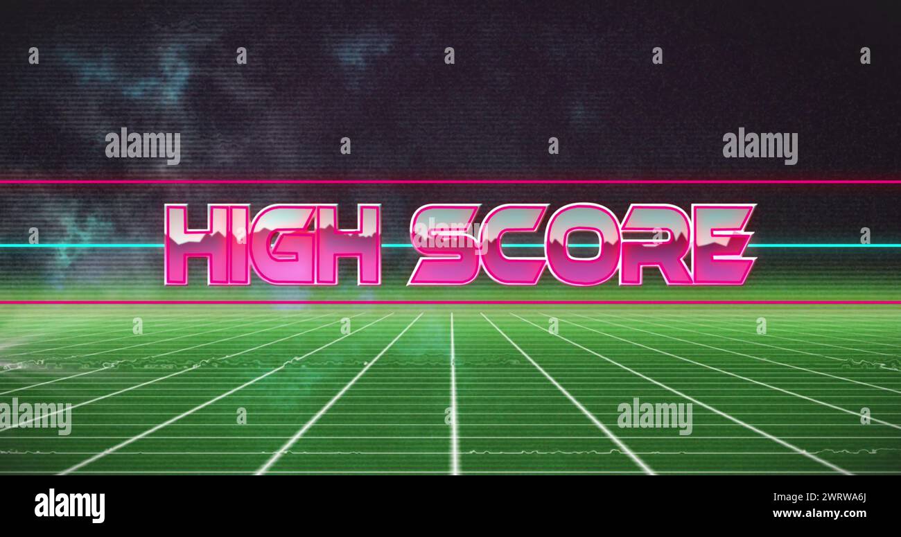 Image of high score text over shapes Stock Photo - Alamy