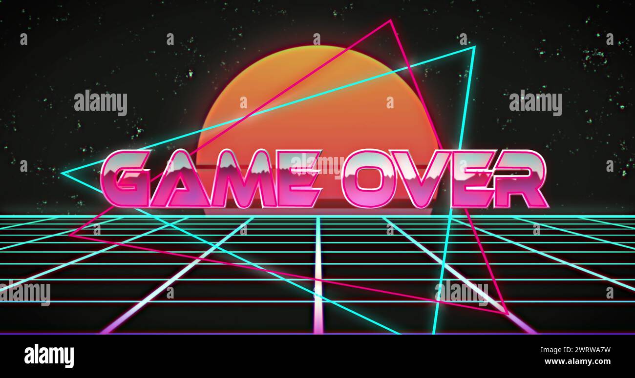 Game over screen neon lights hi-res stock photography and images - Alamy