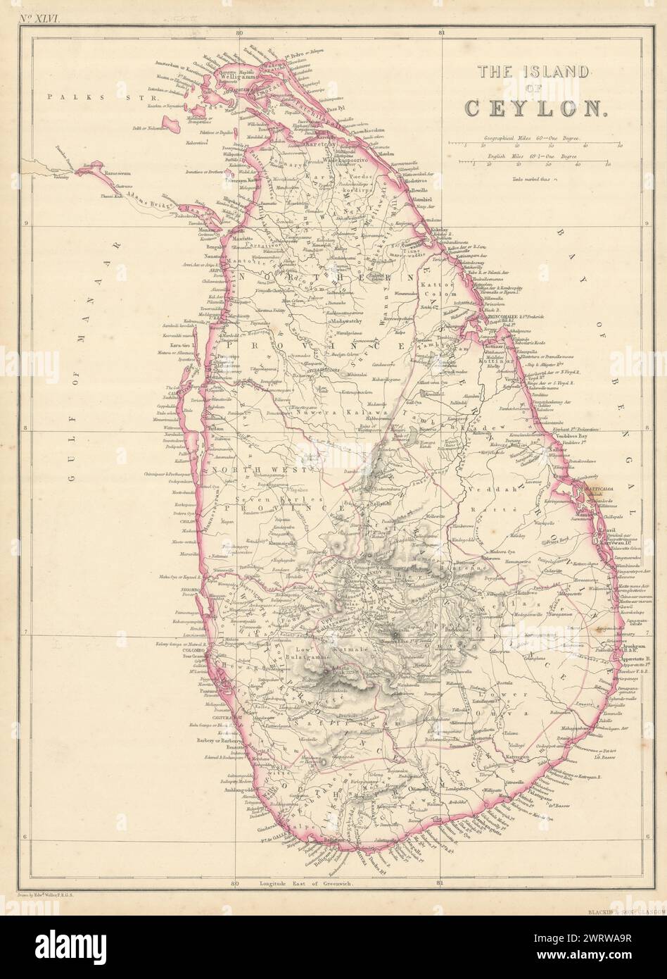 The Island of Ceylon by Edward Weller. Sri Lanka 1860 old antique map ...