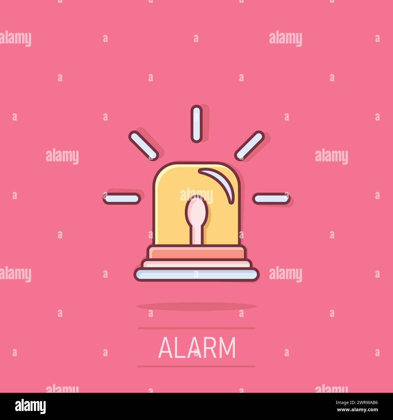 Emergency alarm icon in comic style. Alert lamp cartoon vector ...