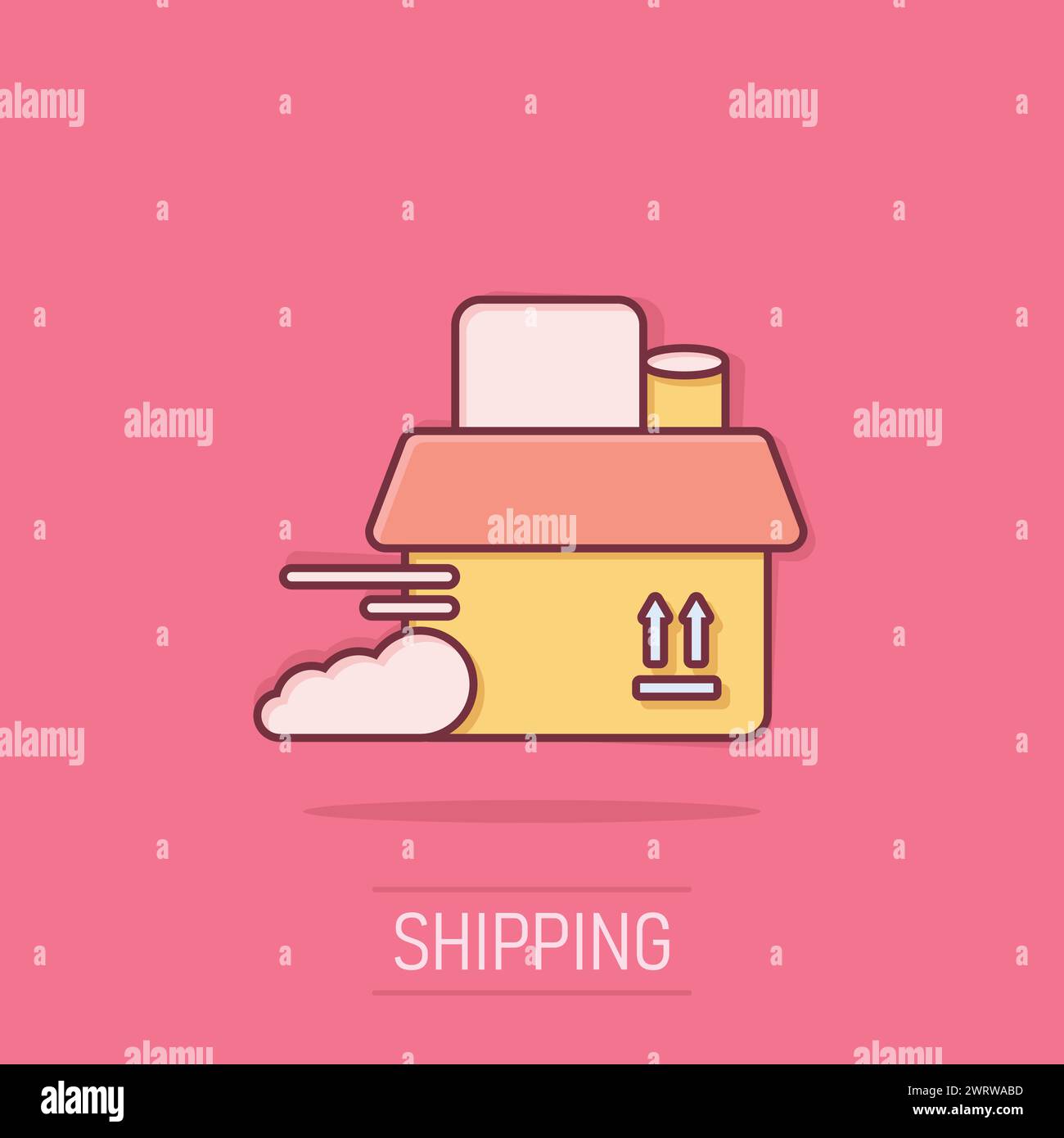 Open cardboard icon in comic style. Shipping box cartoon vector ...