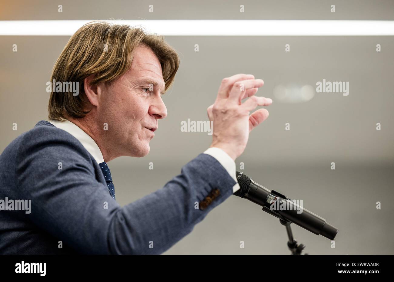 THE HAGUE - 14/03/2024, Informant Kim Putters during the presentation ...