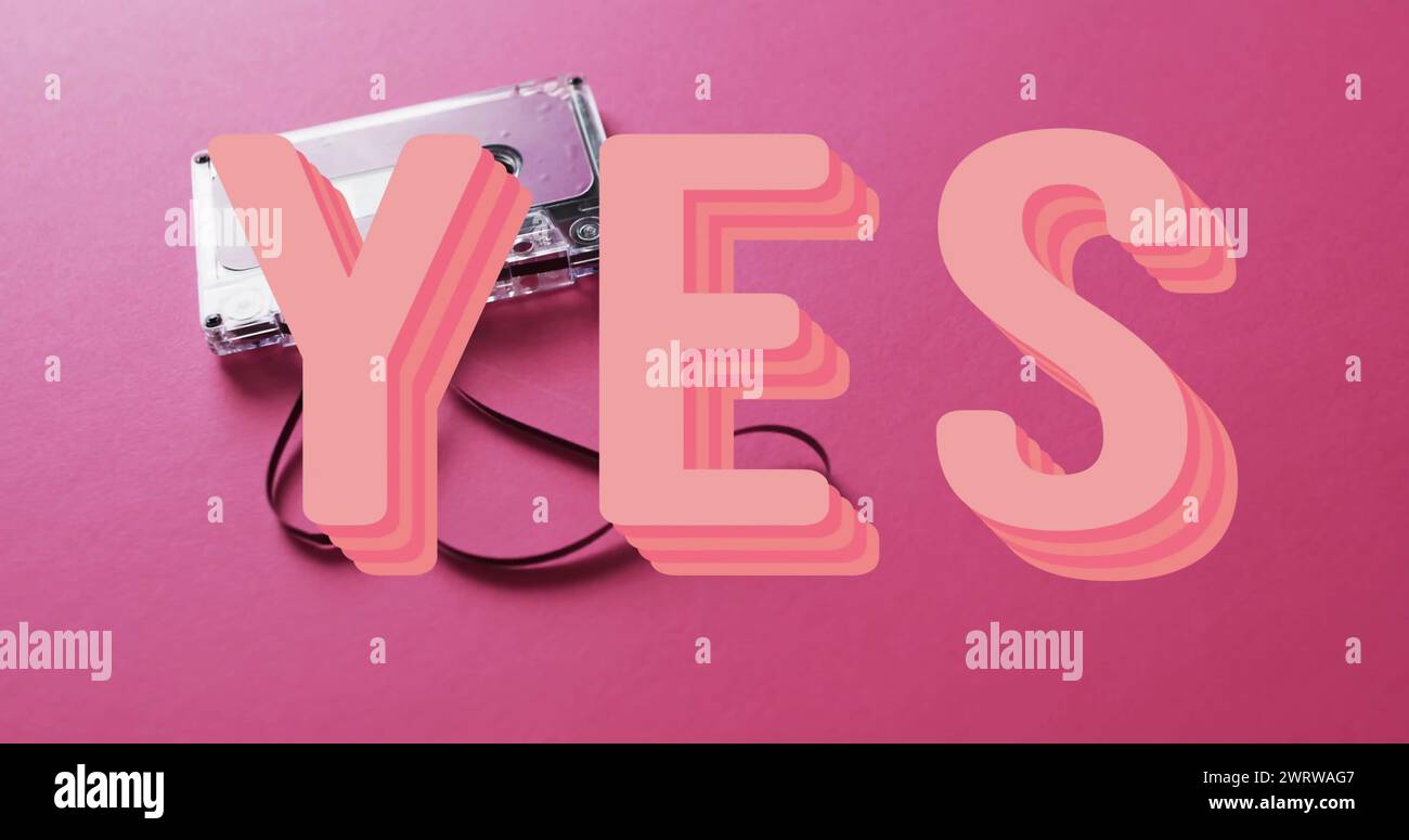 Image of yes text over tape on pink background Stock Photo - Alamy
