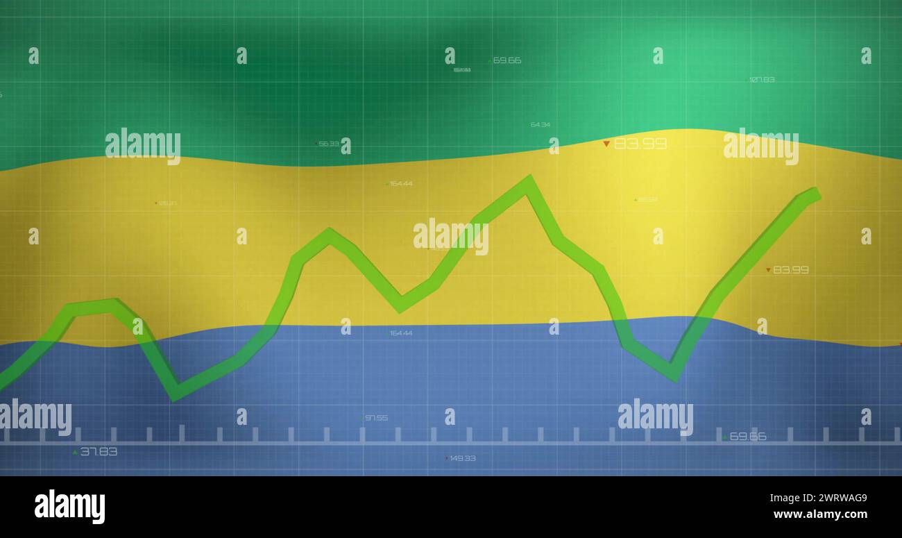 Image of green graph processing data over flag of gabon Stock Photo - Alamy