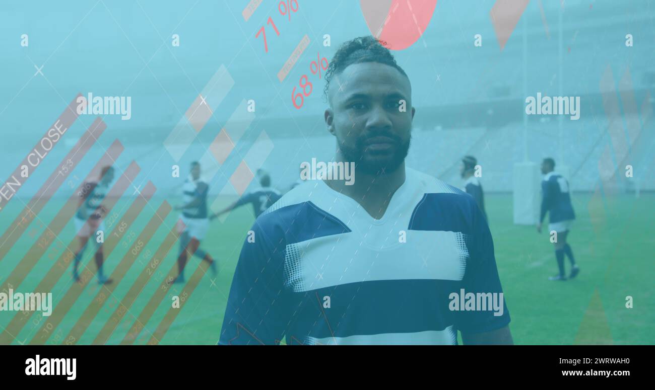 Image of statistics over rugby players Stock Photo - Alamy