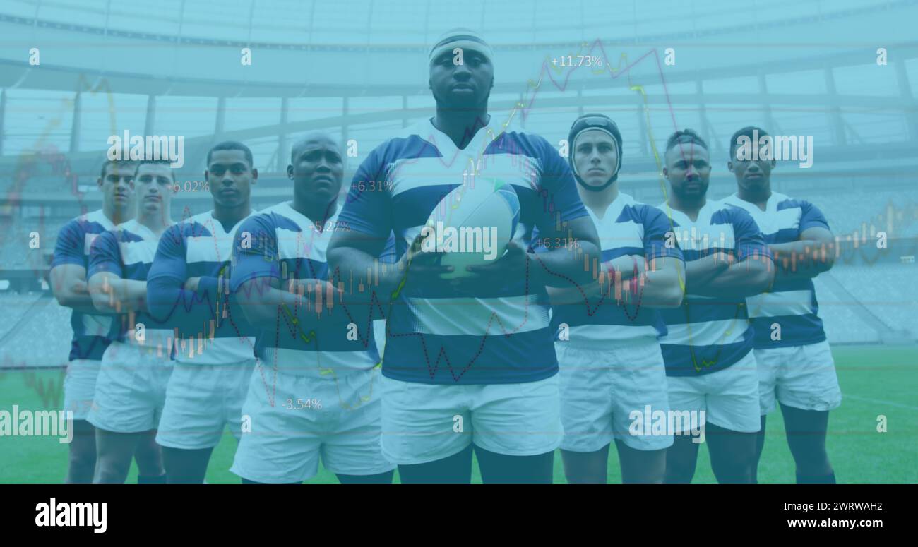 Image of statistics over rugby players Stock Photo - Alamy