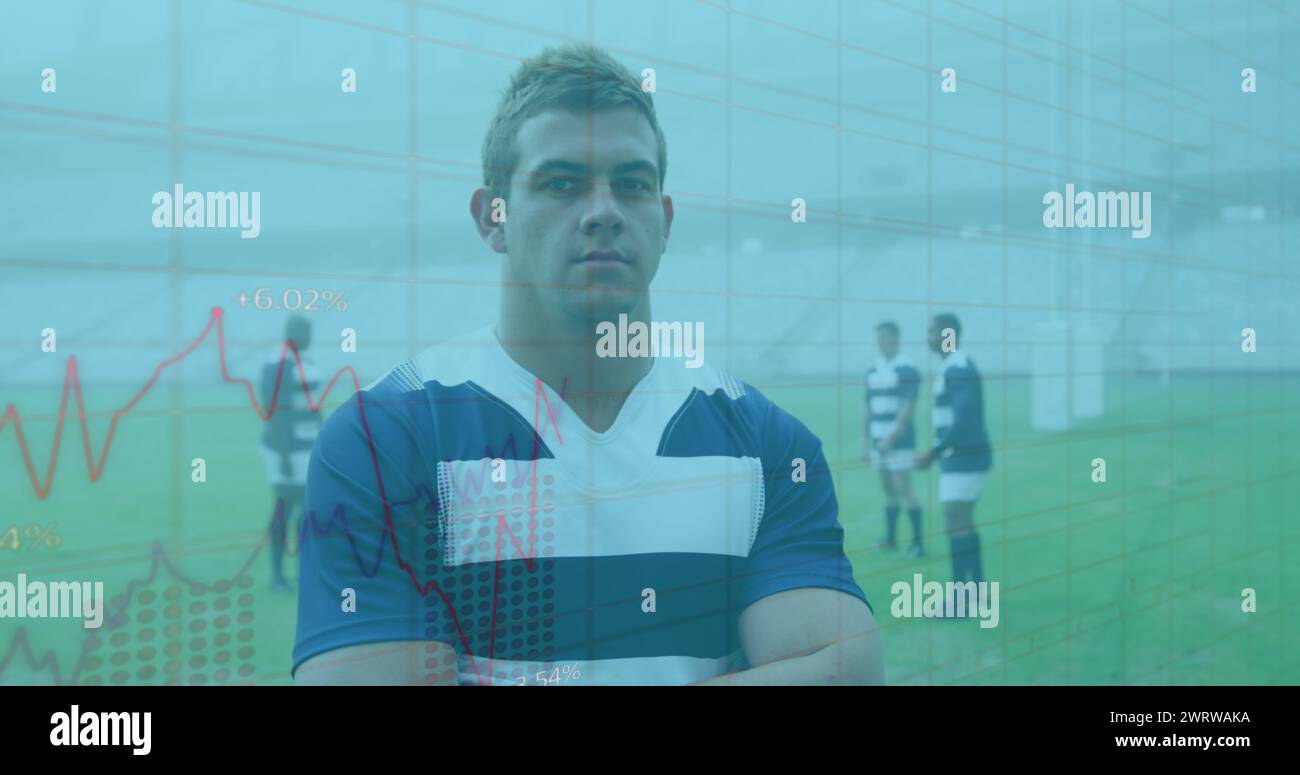 Image of statistics over rugby players Stock Photo - Alamy
