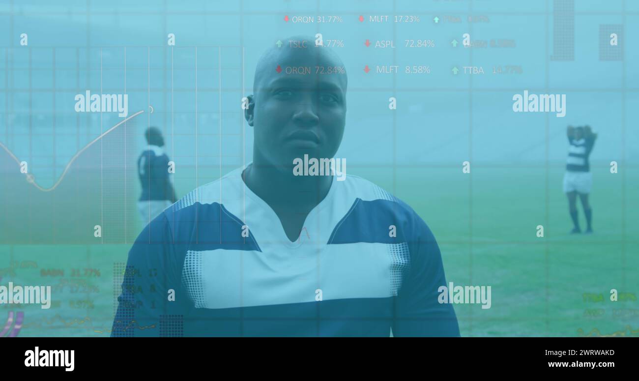 Image of statistics over rugby players Stock Photo - Alamy