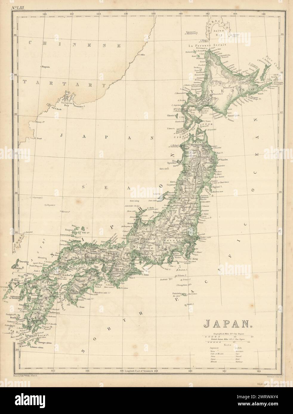 Japan by Edward Weller 1860 old antique vintage map plan chart Stock ...