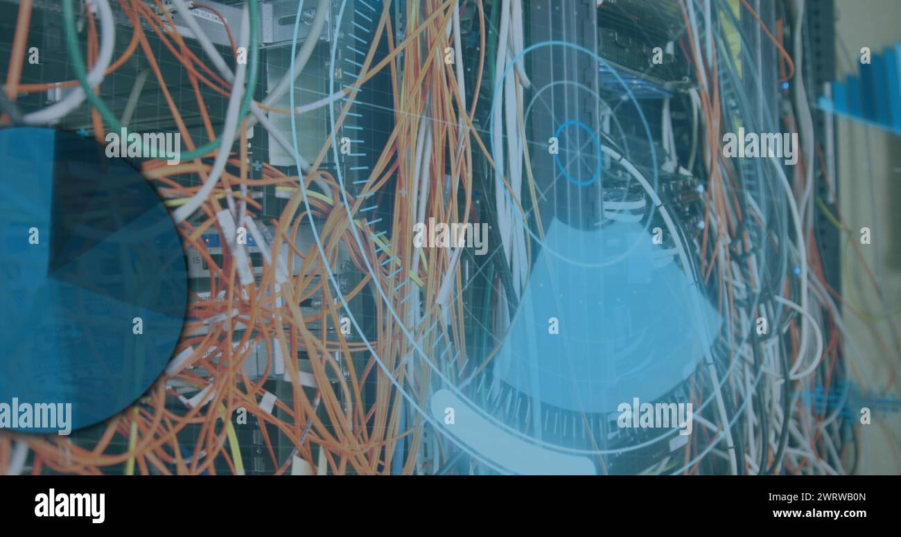 Image of scope scanning and data processing over cables in computer server Stock Photo - Alamy