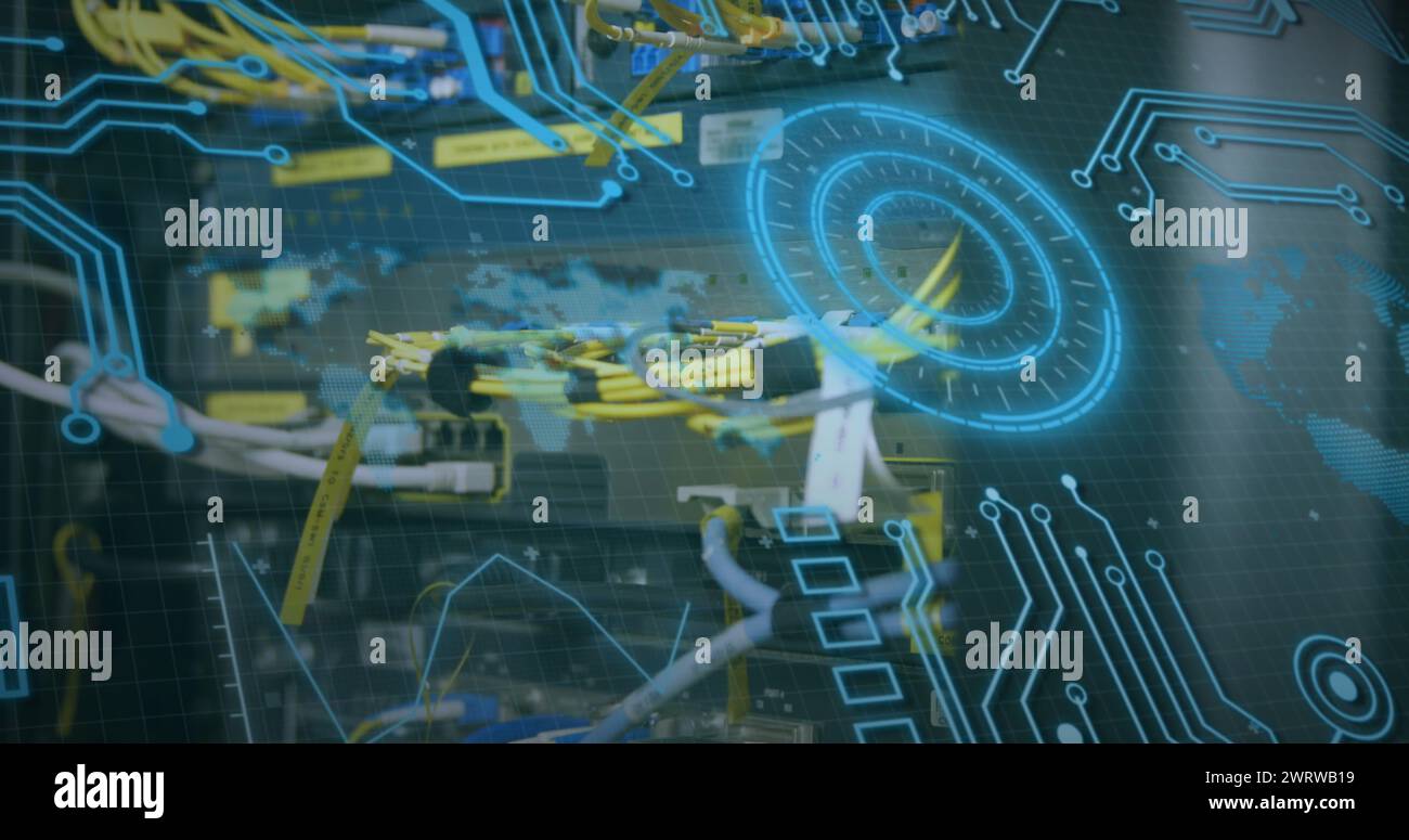 Image of scope scanning and data processing over cables in computer server Stock Photo - Alamy