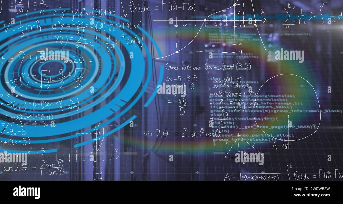 Image of data processing over server room Stock Photo - Alamy